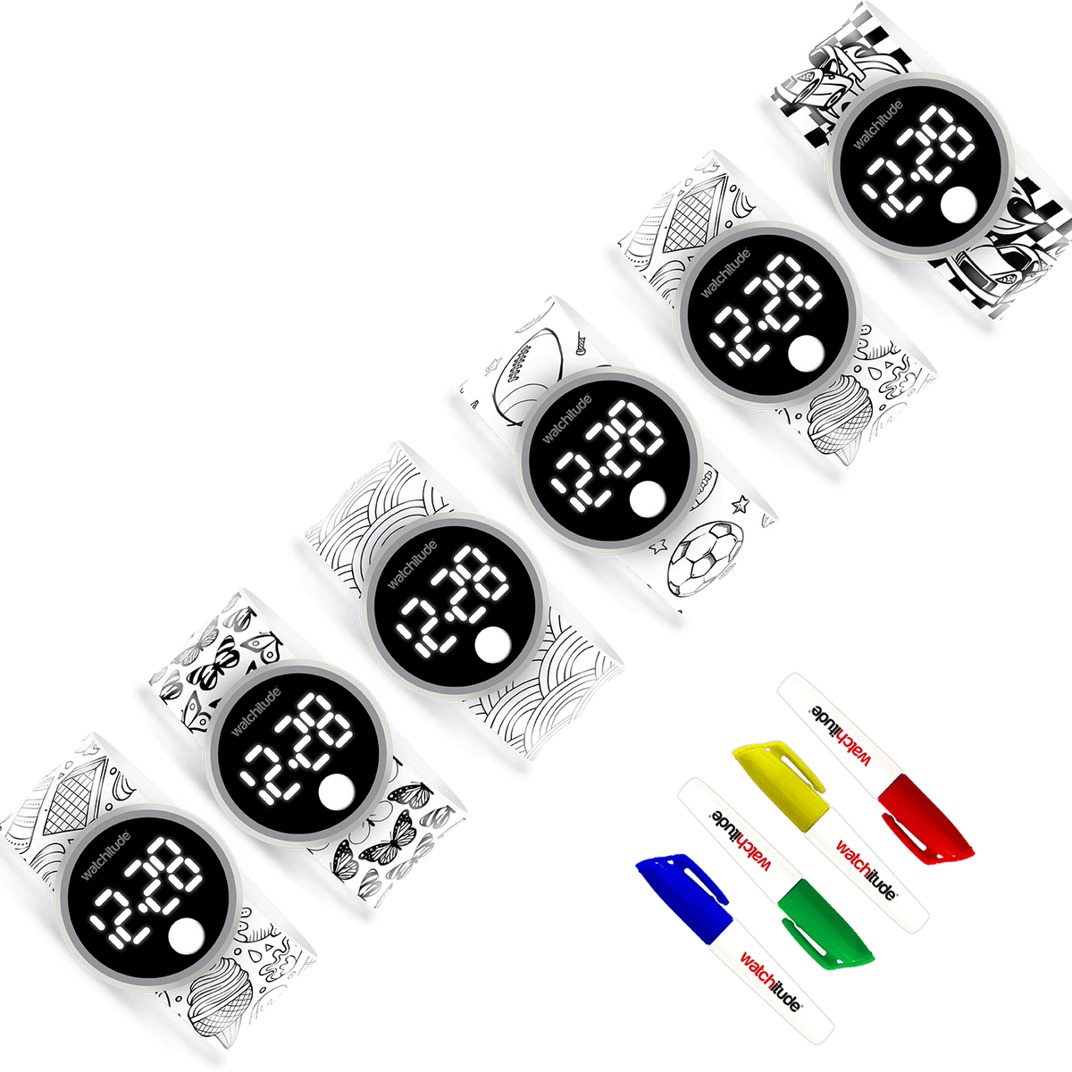 Watchitude Digital Slap Bracelet Color Me Marker Watch – ShirtStop